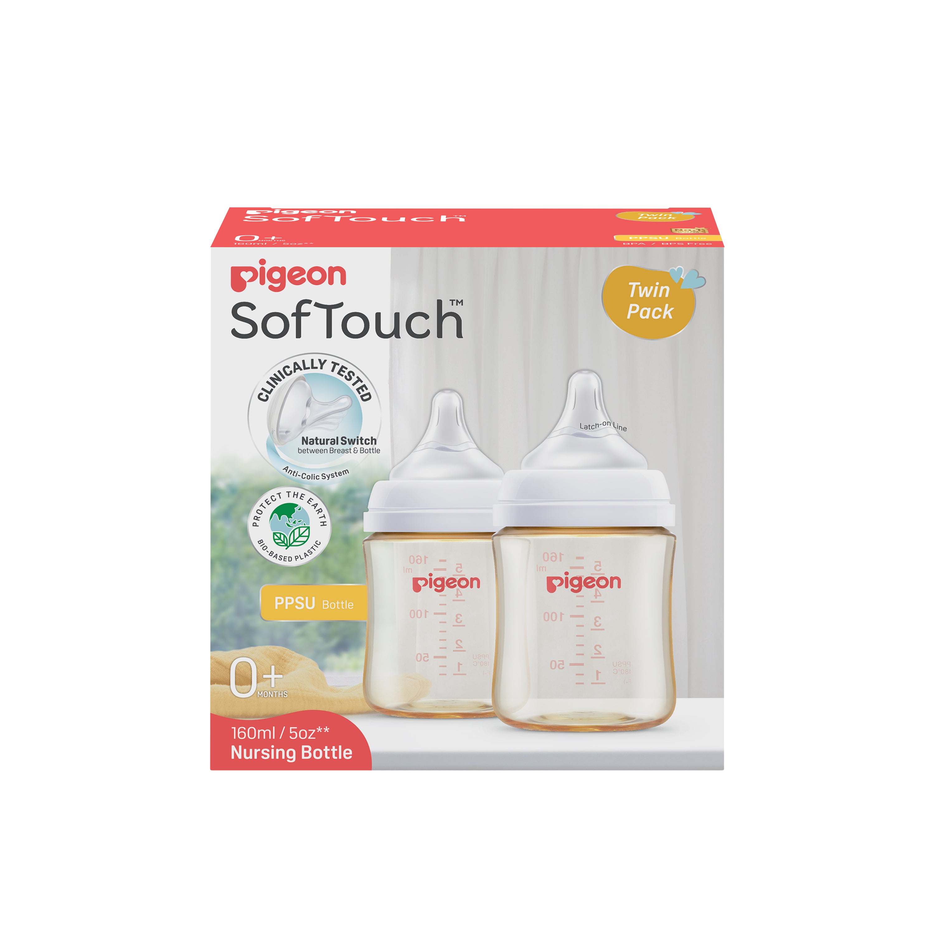 Pigeon SofTouch™ BPP Nursing Bottle PPSU 160ml Logo Twin Pack – Kiddy Palace